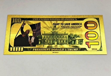 Trump 2024 Gold Foil 100 Dollar Commemorative Banknote | Property Room