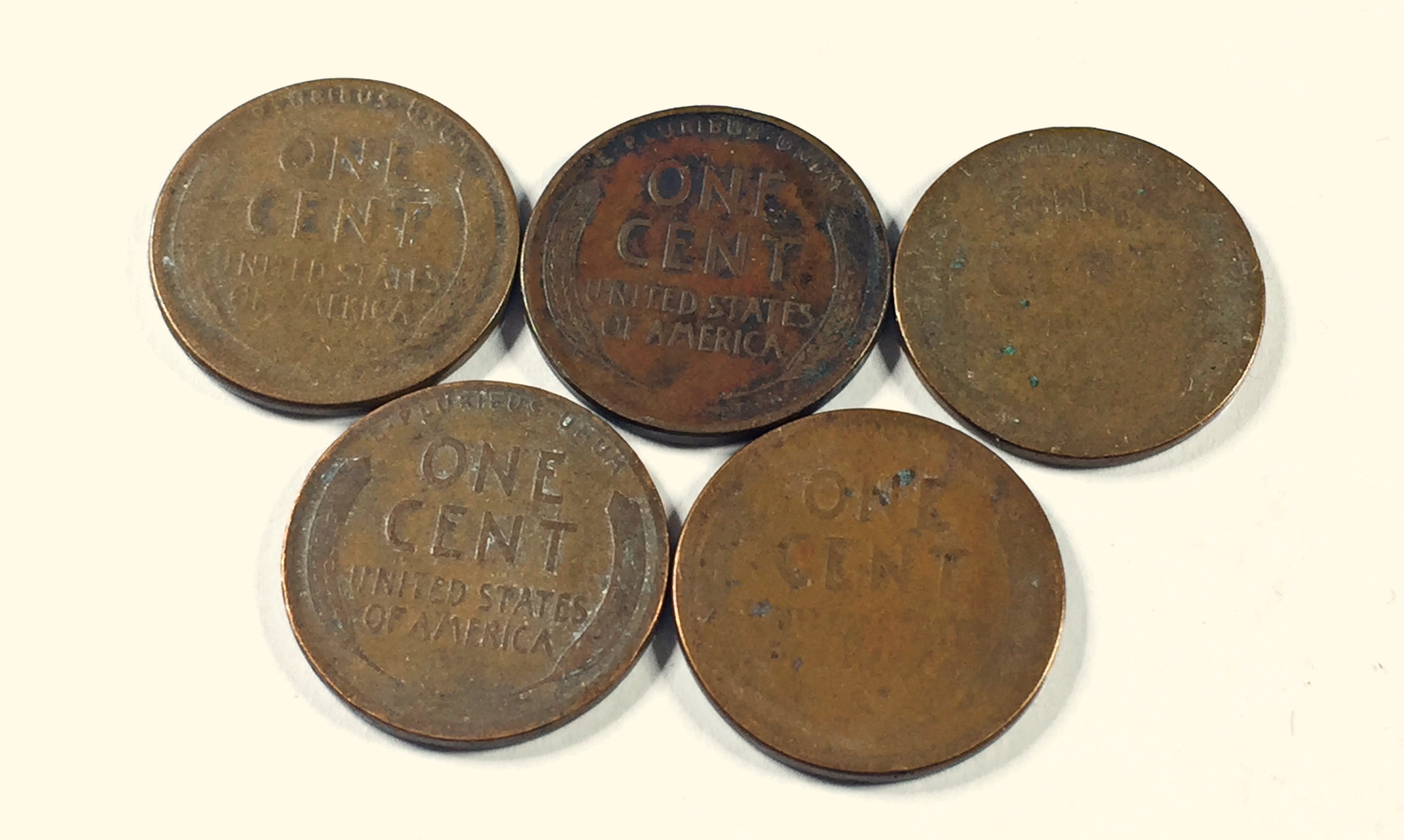 Two 1919 and Three 1919-S Lincoln Head Wheat Cents | Property Room