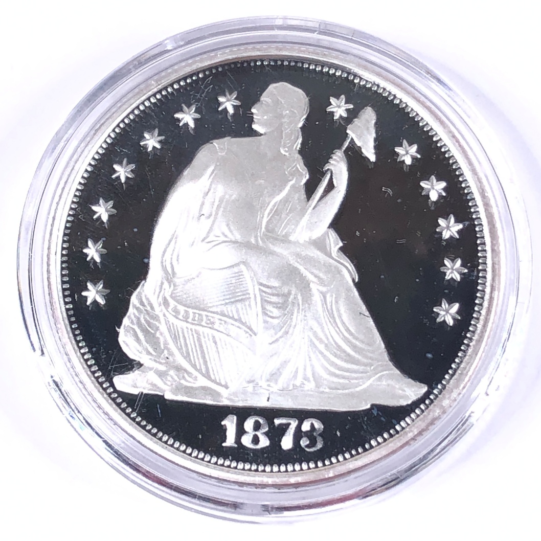 Two Troy Ounces .999 Fine Silver Round*1873 Liberty Dollar Design ...