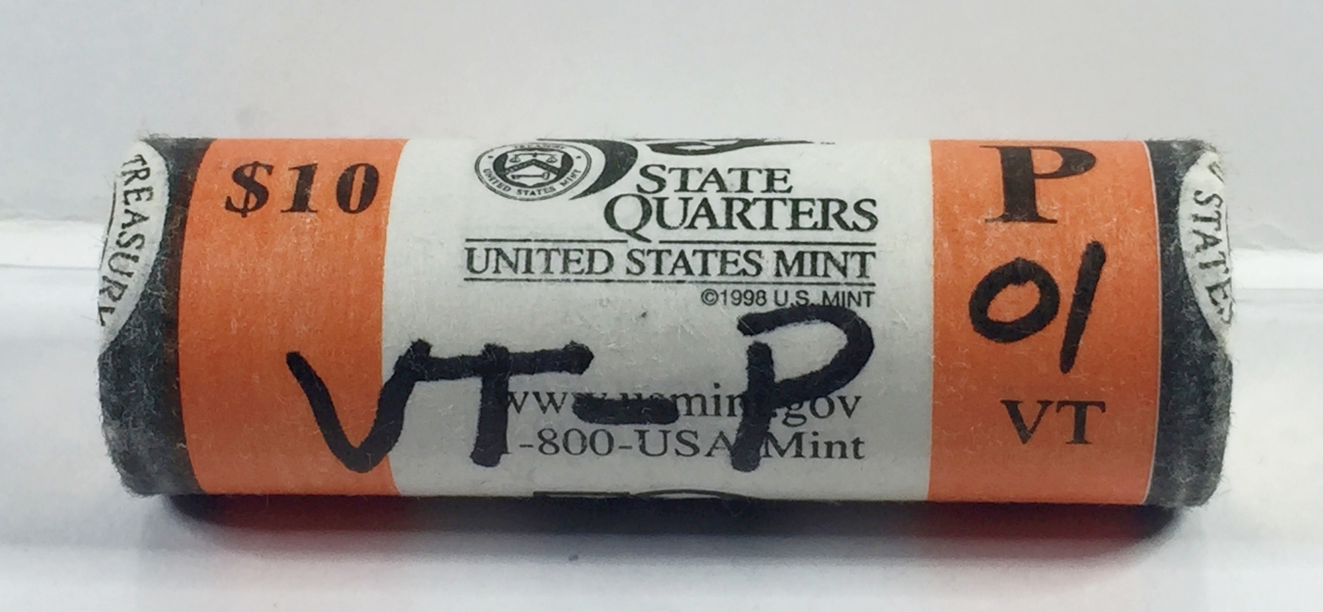 UNOPENED $10 US Mint Roll of 2001-P Vermont State Quarters | Property Room