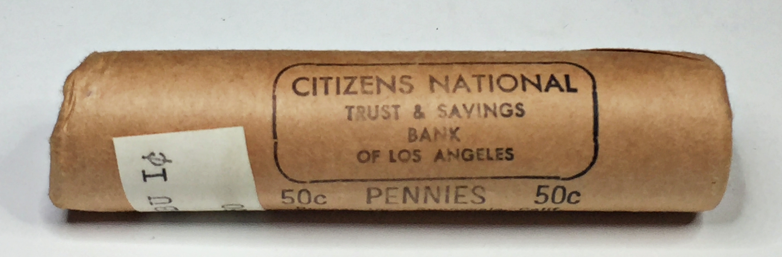 UNOPENED 50c Bank Roll of 1958-D Lincoln Wheat Cents*Citzens National ...