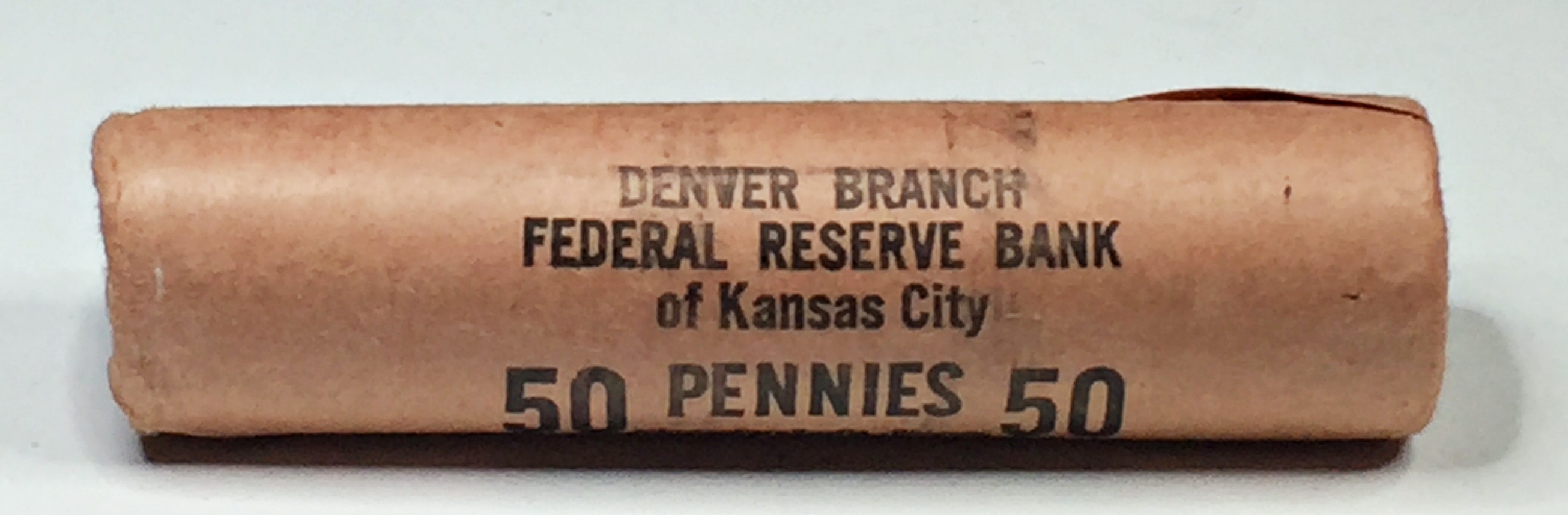 UNOPENED 50c Bank Roll of 1959-D Lincoln Memorial Cents*Federal Reserve ...