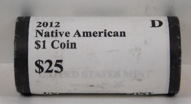 Unopened US Mint $25 Roll of 2012-D Native American Commemorative ...