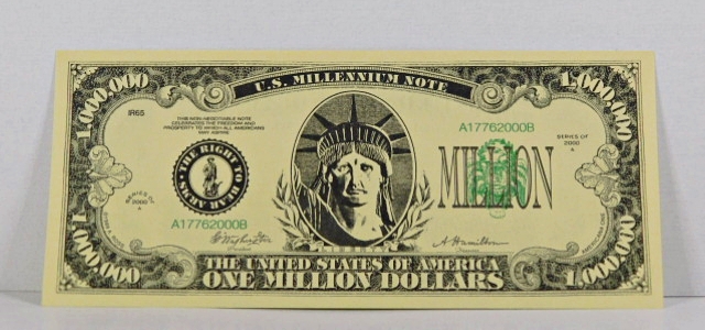U.S. Millennium Note*One Million Dollars*Fantasy Currency | Property Room