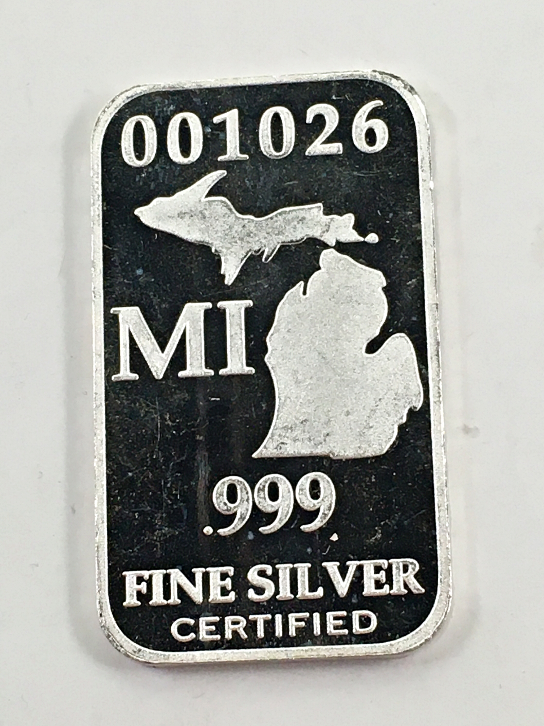 US State of Michigan Silver Bar*Full Troy Oz.*.999 Fine Certified ...