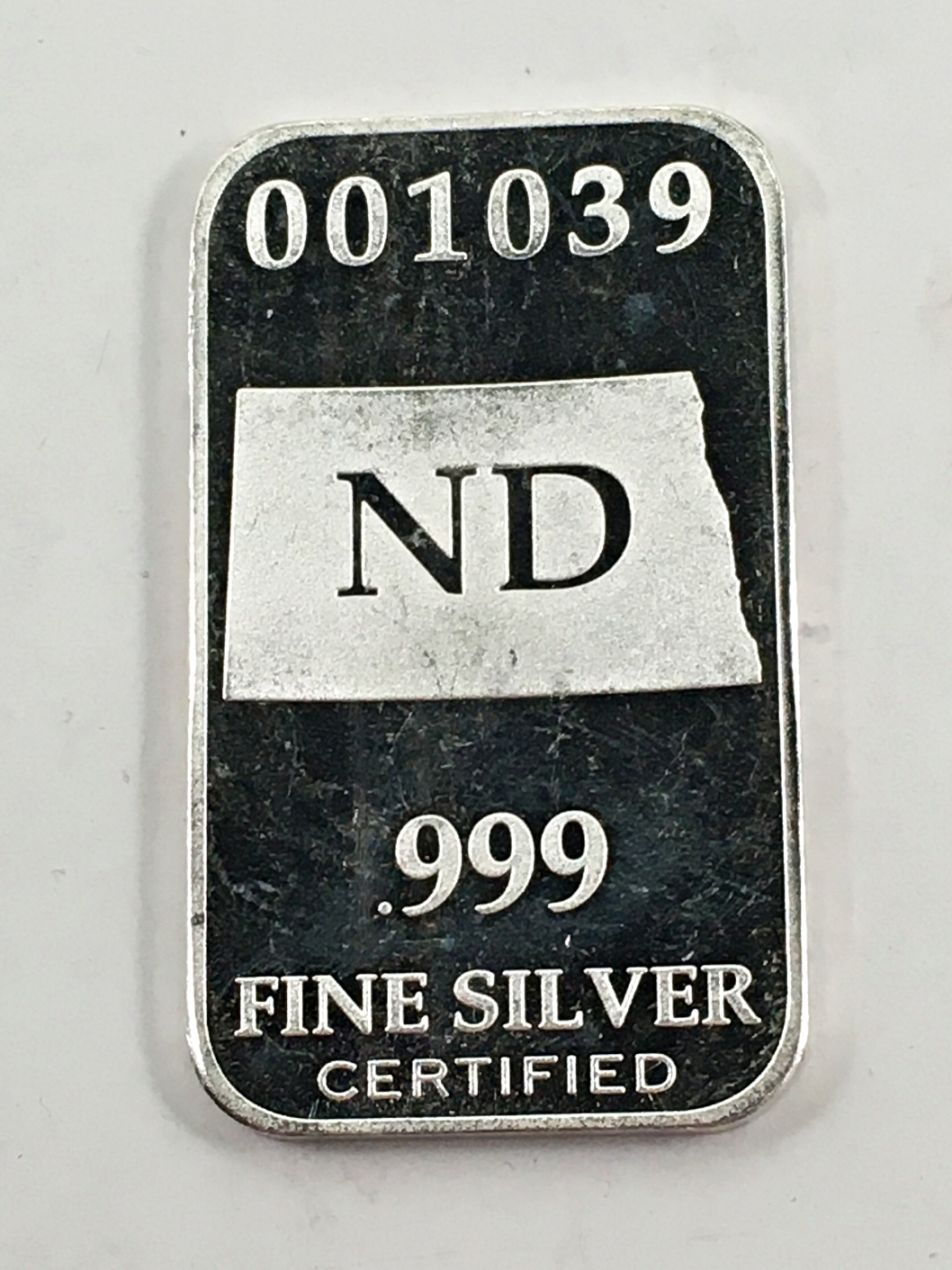 US State of North Dakota Silver Bar*Full Troy Oz.*.999 Fine Certified ...
