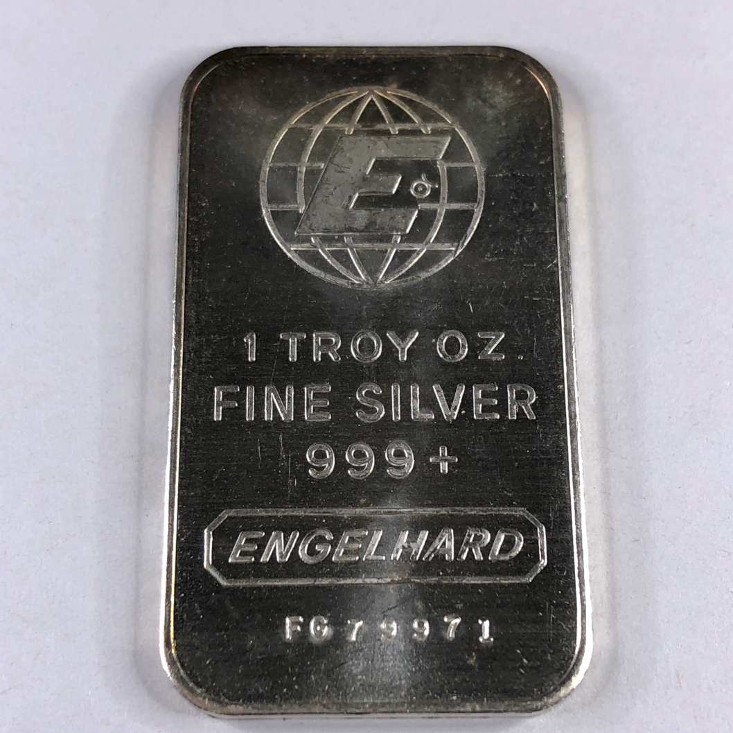 Vintage 999 Fine Silver Engelhard Ingot Large E type *Attractive Toning ...