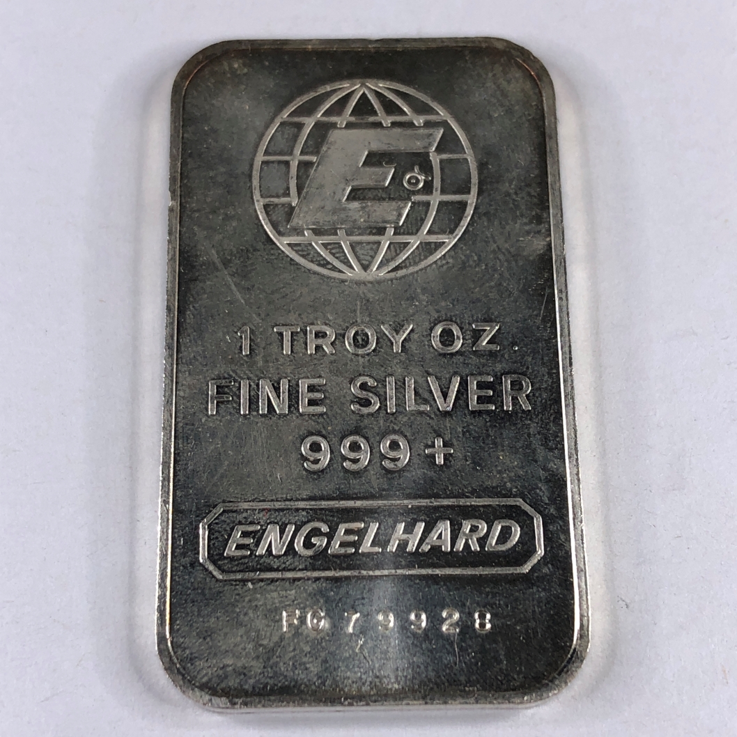 Vintage 999 Fine Silver Engelhard Ingot Large E type *Attractive Toning ...