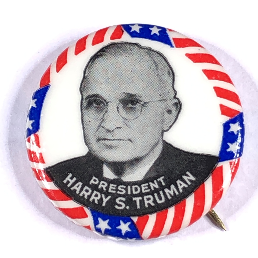 VINTAGE CAMPAIGN BUTTON*Harry S. Truman's Photo*Presidential Campaign ...