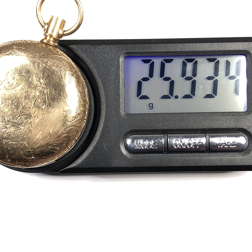 Vintage Gold Filled C.W.C. Co. Planet Engraved Pocket Watch Case - 25. ...