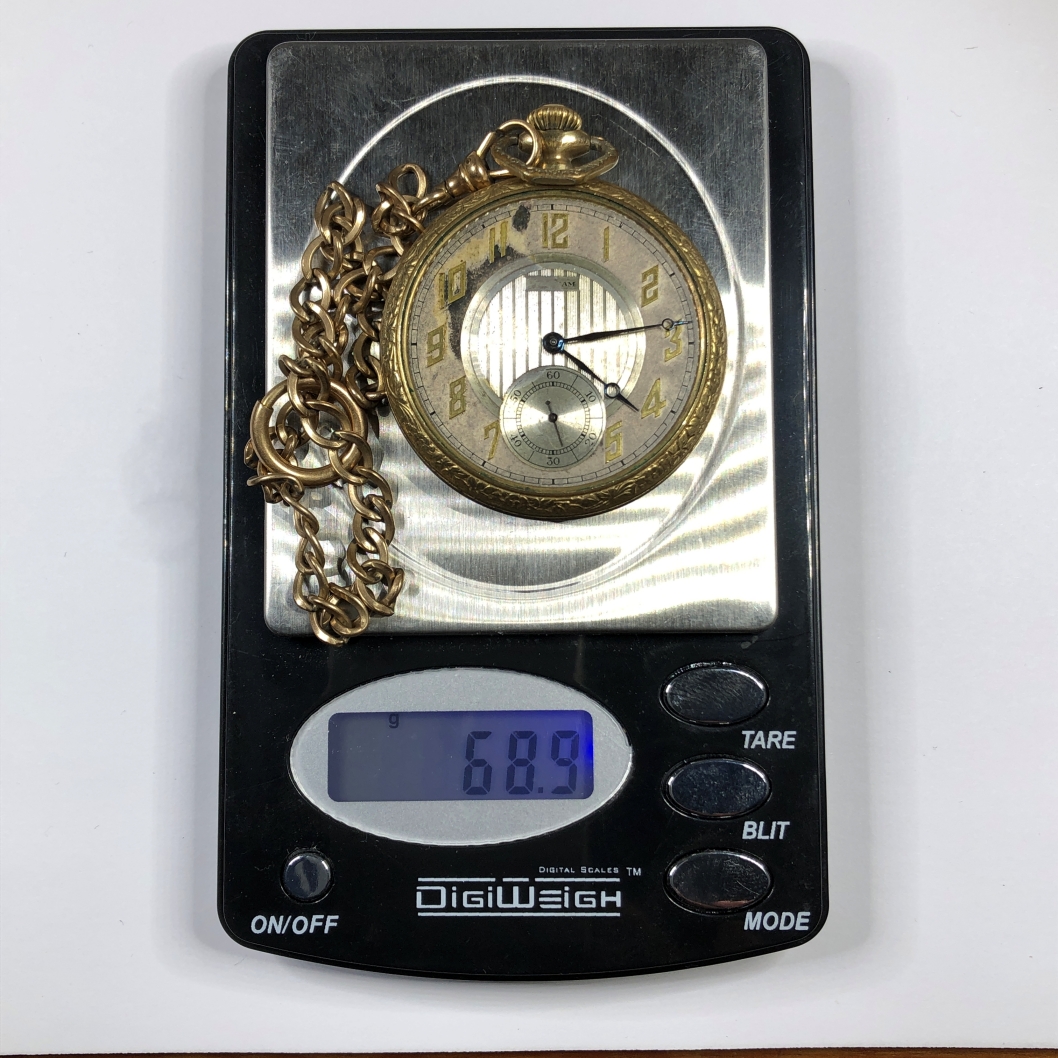 Vintage Gold Filled Waltham Pocket Watch w/Gold Filled Chain - 69 Grams ...
