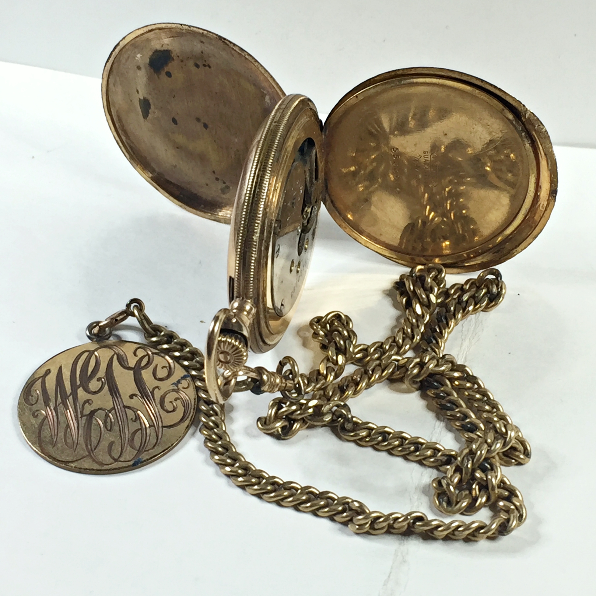 Vintage Progress Brand 7 Jewels Pocket Watch w/Engraved Gold Filled Fob ...