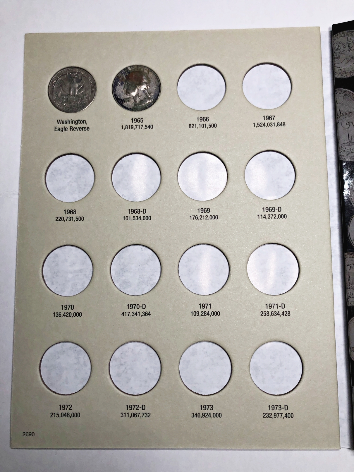 Washington Quarter Partial Set in Album 1965-1987Includes 10 Quarters ...
