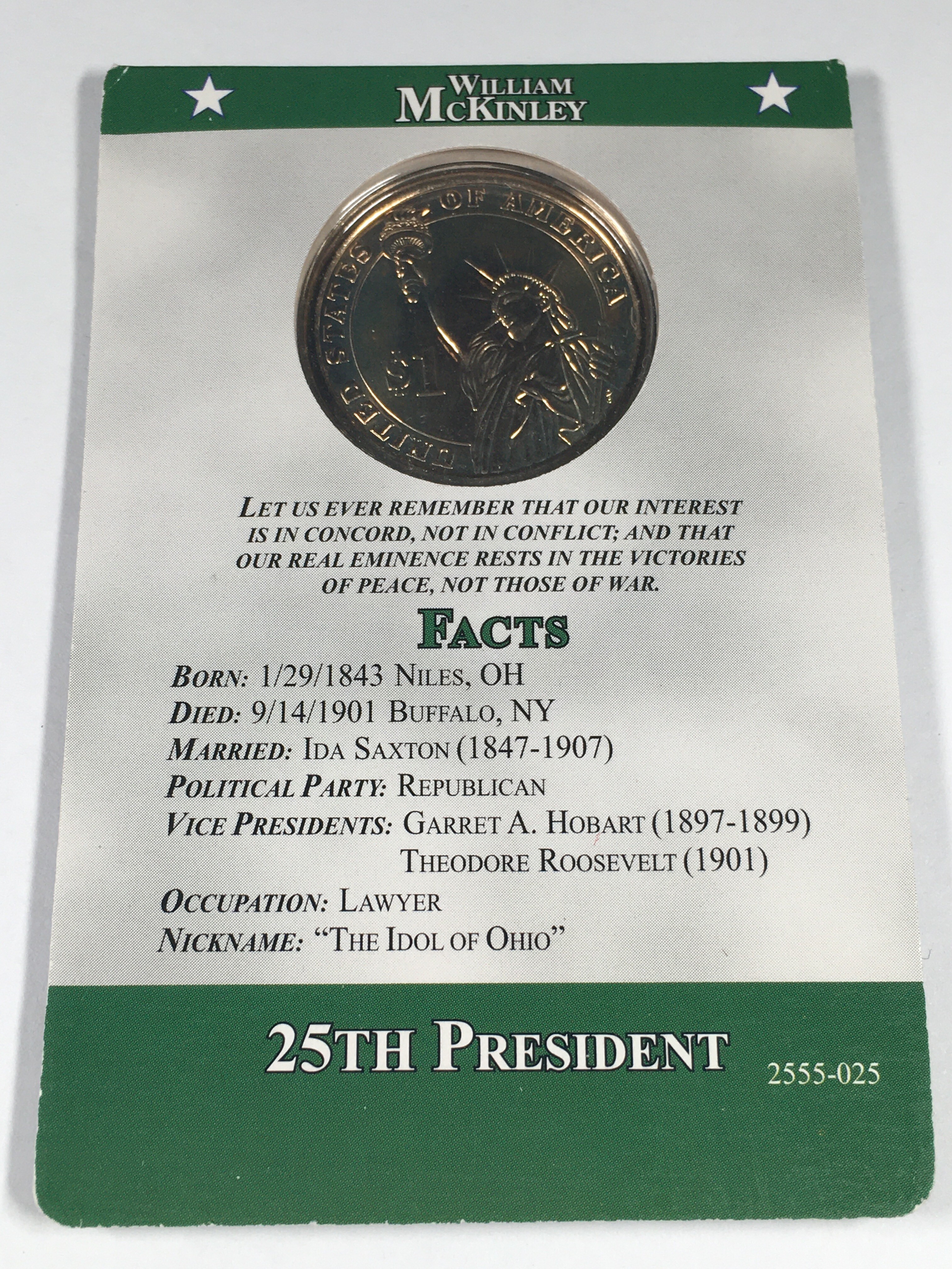 William McKinley Presidential Commemorative Dollar*Brilliant ...