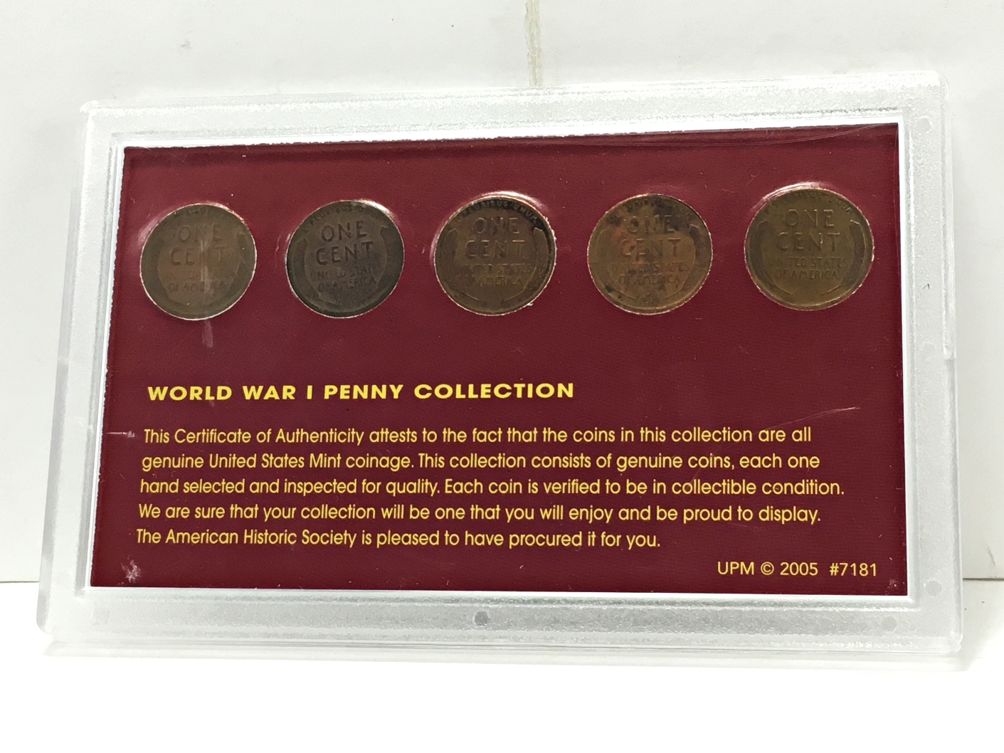 World War I Penny Collection: 1914, 1915-D, 1916, 1917 and 1918 Lincoln ...