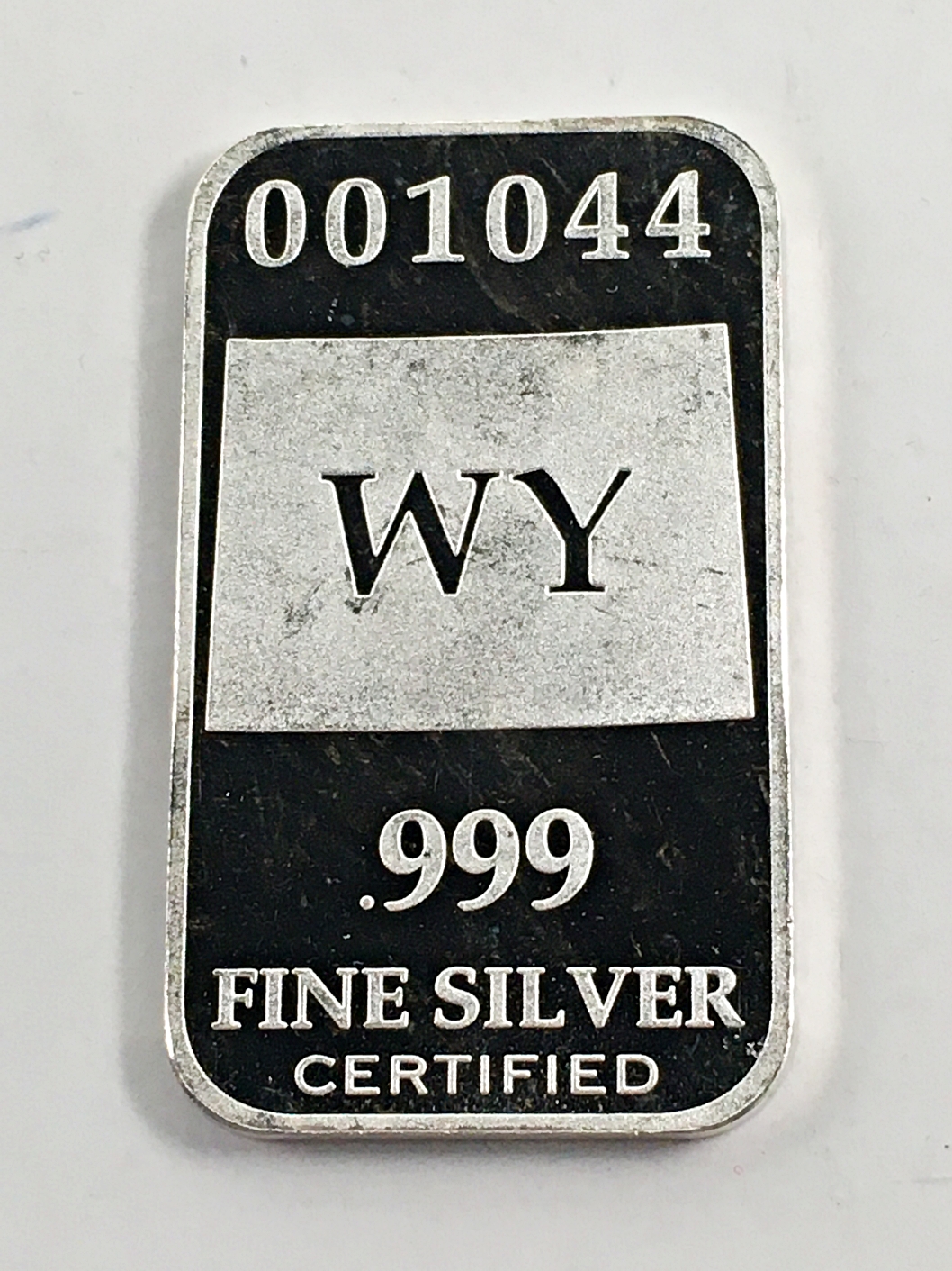 Wyoming State Commemorative One Troy Ounce .999 Fine Silver Bar ...