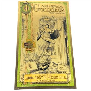 1 Nevada Goldback*1/1000 Troy Ounce of 24K Gold*For Circulation in ...