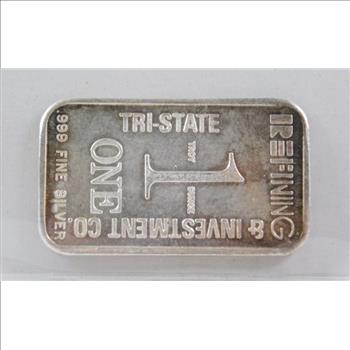 1 Troy Ounce Silver Bar*.999 Fine Silver*Tri-State Refining Co ...