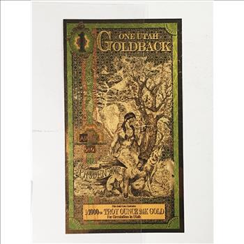 1 Utah Goldback*1/1000 Troy Ounce of 24K Gold*For Circulation in Utah ...