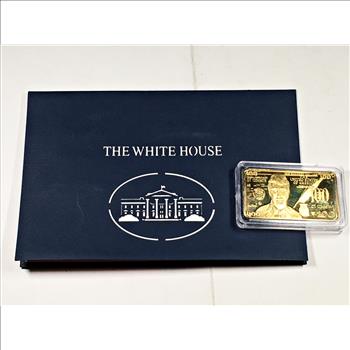 $100 Federal Reserve Note Commemorative Bar Replica*24K Gold Layered ...
