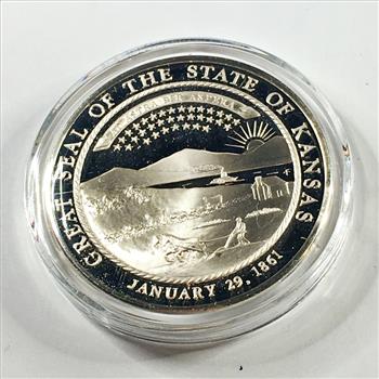 1.1oz Proof Sterling Silver Commemorative of the State of Kansas*Kansas ...