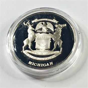1.1oz Proof Sterling Silver Commemorative of the State of Michigan ...