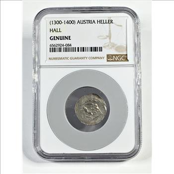 (1300-1400) Austria Silver Heller*Hand of God*Hall*Graded as Genuine by NGC | Property Room