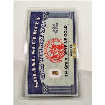 1/4 Grain .999 Fine Gold Bar*Benchmark Strategic Metals*Encased in ...