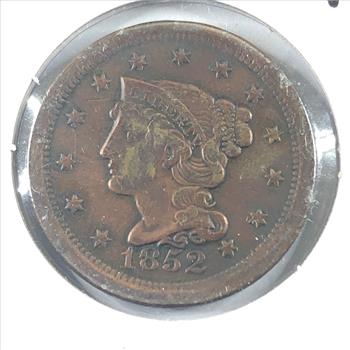 1852 Braided Hair Large Cent*LIBERTY Fully Visible | Property Room