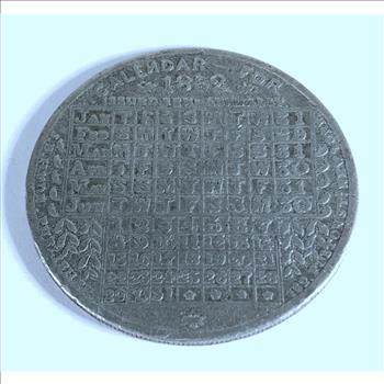 1852 Calendar on a Coin Pocket Piece Pre-Civil War Struck in Pewter ...