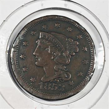1853 Braided Hair Large Cent*LIBERTY Fully Visible | Property Room