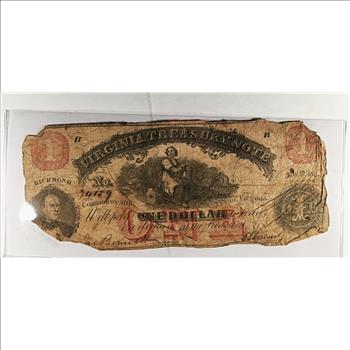 186? One Dollar Virginia Treasury Note*Richmond, VA | Property Room