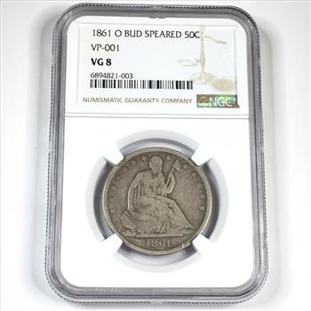 1861-O Seated Liberty Silver Half Dollar*Struck at the Confederate Controlled New Orleans Mint ...