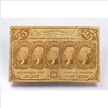 1862 25c United States Postage Currency*Receivable For Postage Stamps ...