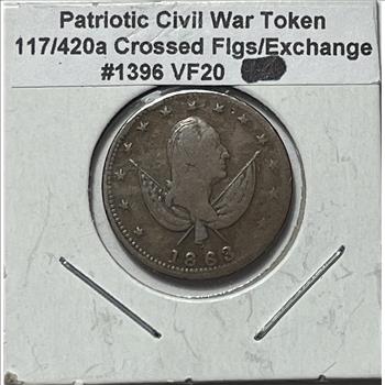 1863 Patriotic Civil War Token - George Washington w/Crossed Flags ...