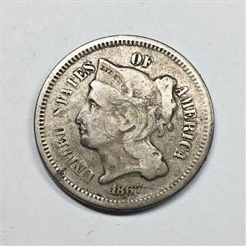 1867 Nickel 3 Cents*LIBERTY Fully Visible | Property Room