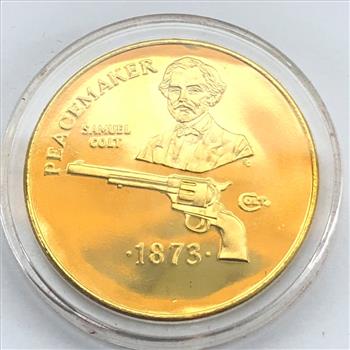 1873 The Colt Peacemaker 24K Gold Layered Commemorative Medallion*In ...
