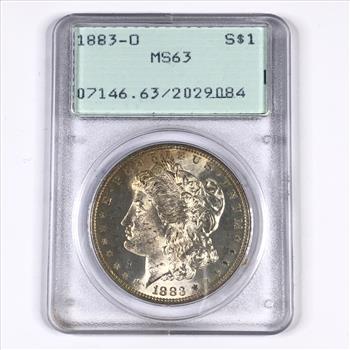 1883-O Morgan Silver Dollar*Graded MS63 by PCGS*Vintage Green Label*Struck at New Orleans ...