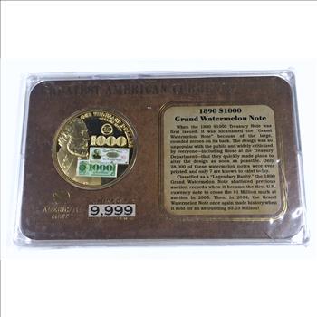 1890 $1000 Grand Watermelon Note Commemorative*24K Gold Layered 50mm ...