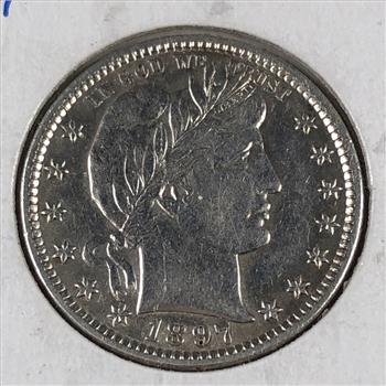 1897 Philadelphia Minted Silver Barber Quarter Type Coin *High Grade | Property Room