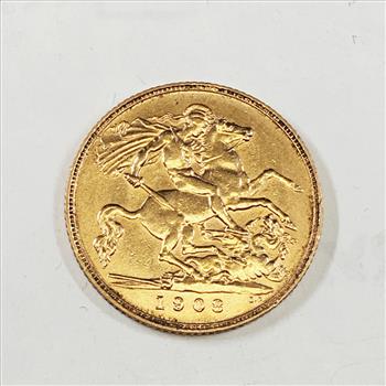 1908 Great Britain 1/2 Gold Sovereign*AGW 0.117 oz*High Grade | Property Room