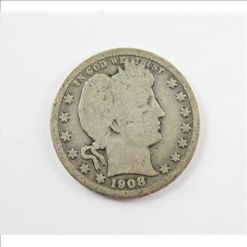 1908 Silver Barber Quarter | Property Room