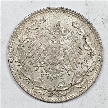 1916-D Germany-Empire Silver Half Mark | Property Room