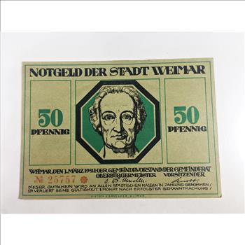 1921 Germany 50 Pfennig Notgeld Note | Property Room