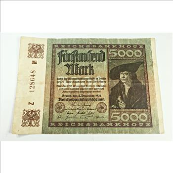 1922 Germany 5000 Mark Bank Note*Circulated | Property Room