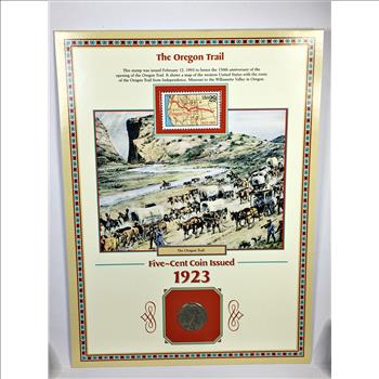 1923 Buffalo Nickel PLUS 1993 Commemorative Stamp on 7" x 9" Story Board | Property Room