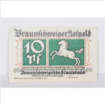 1923 German WW1 Era "Notgeld" Emergency Paper Money 10 Pfnnig ...