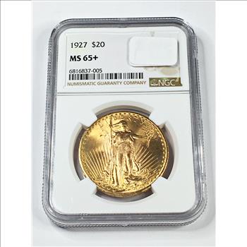 1927 Gold St. Gaudens $20 Double Eagle*Graded MS65+ by NGC | Property Room