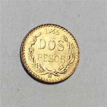 1945Mo Mexican Dos Pesos Gold Coin*High Grade*.0482 AGW | Property Room