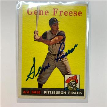 1958 Topps Gene Freese Autographed Card Pittsburgh Pirates Bold Blue ...